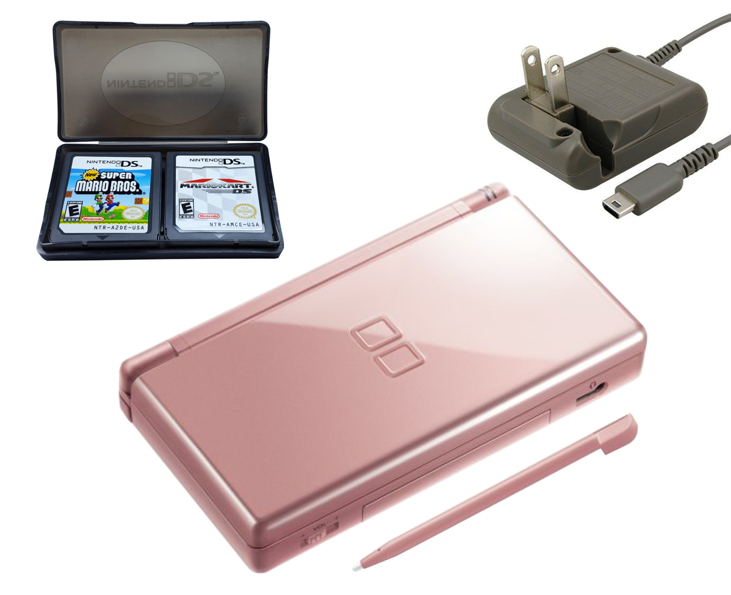 Nintendo DS Lite Metallic Rose with Super Mario Bros and Mario Kart ...